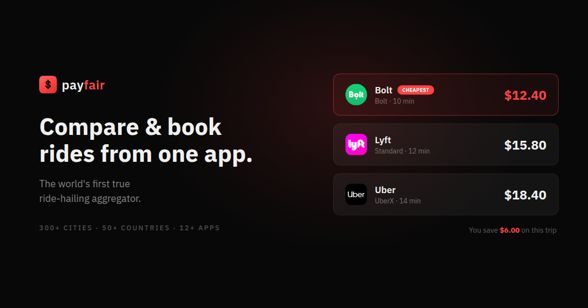 Compare Ride Prices from 12+ Apps — Payfair